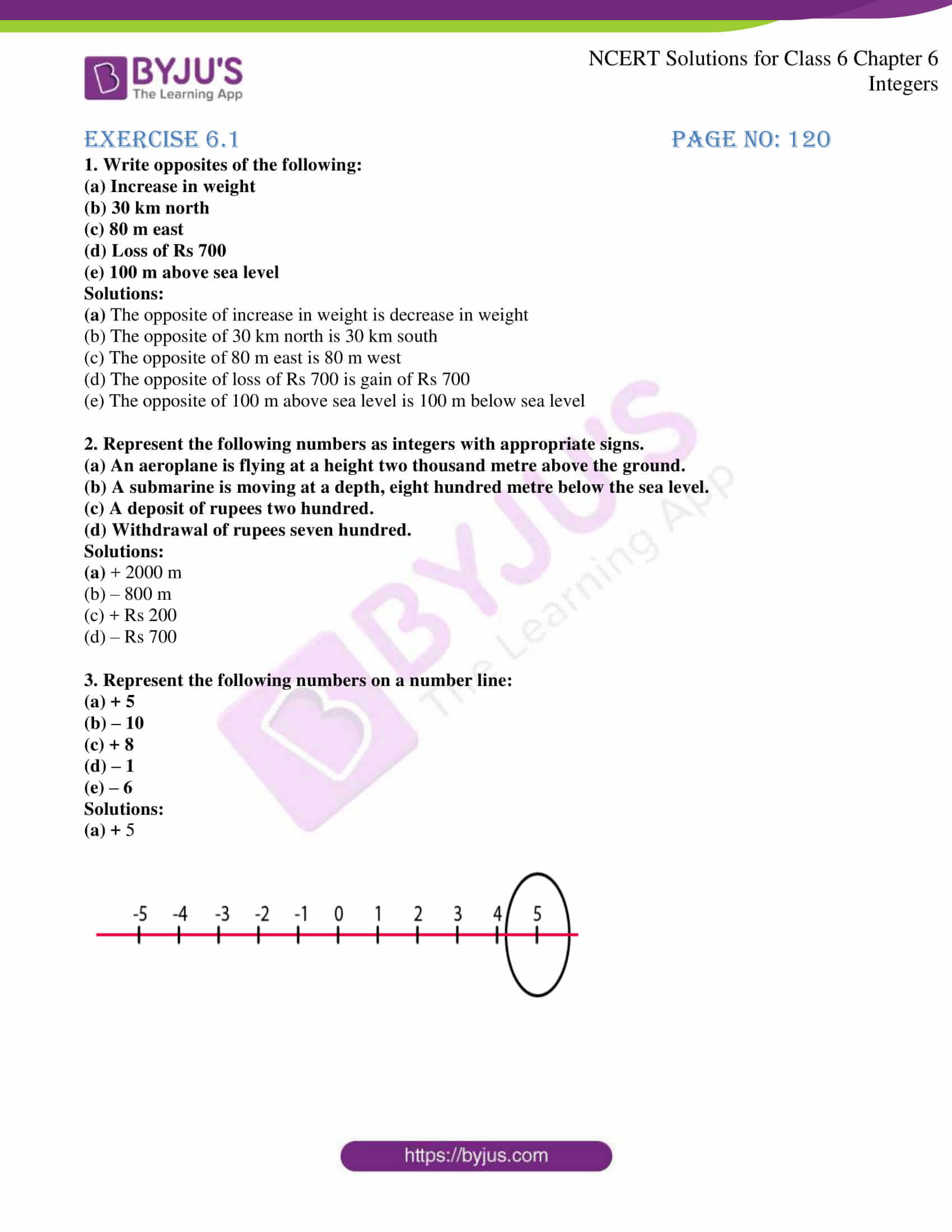 NCERT Solutions Class 6 Maths Chapter 6 Integers BYJU S NCERT Solutions Class 6 Maths Chapter 6 Integers BYJU S