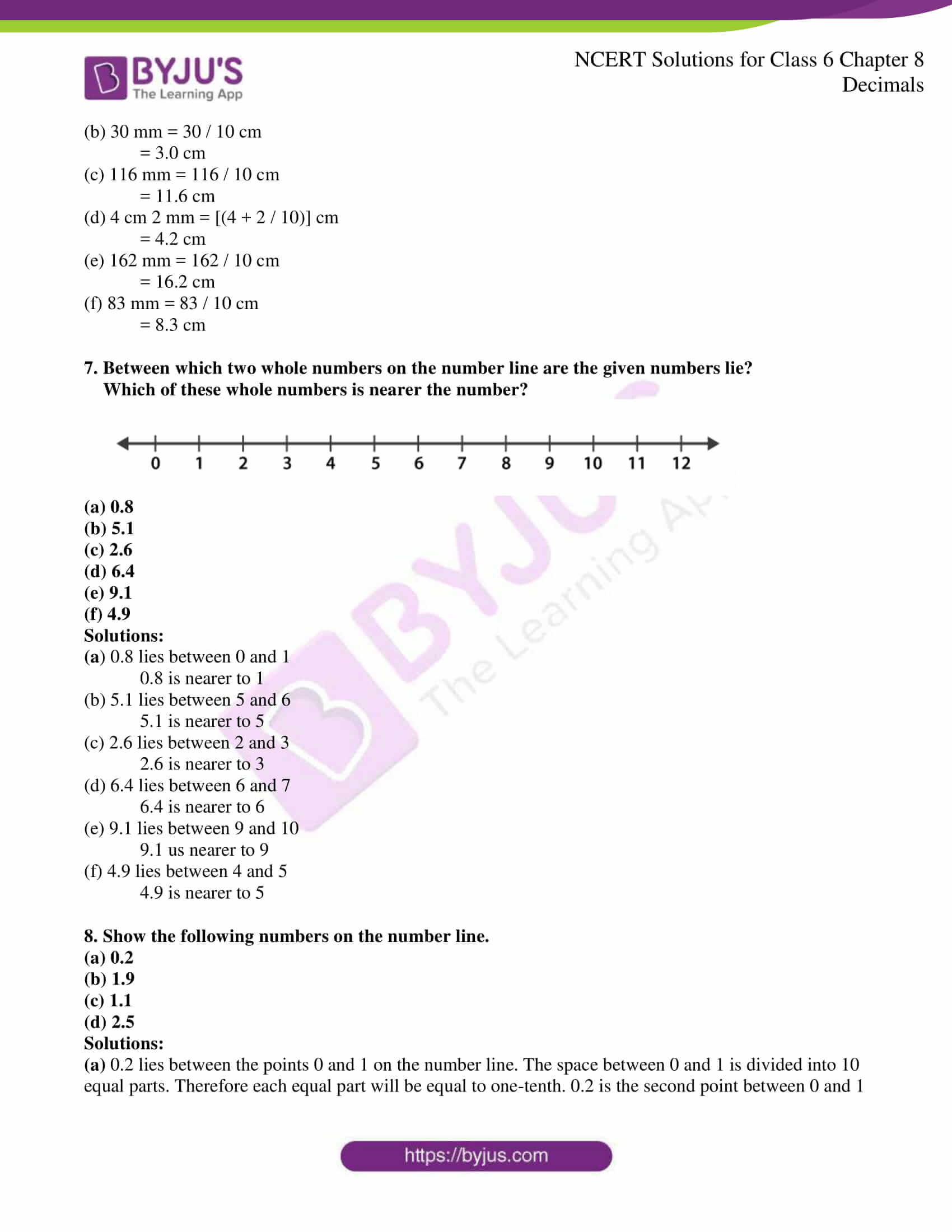 NCERT Solutions Class 6 Maths Chapter 8 Decimals - Click Here To Download