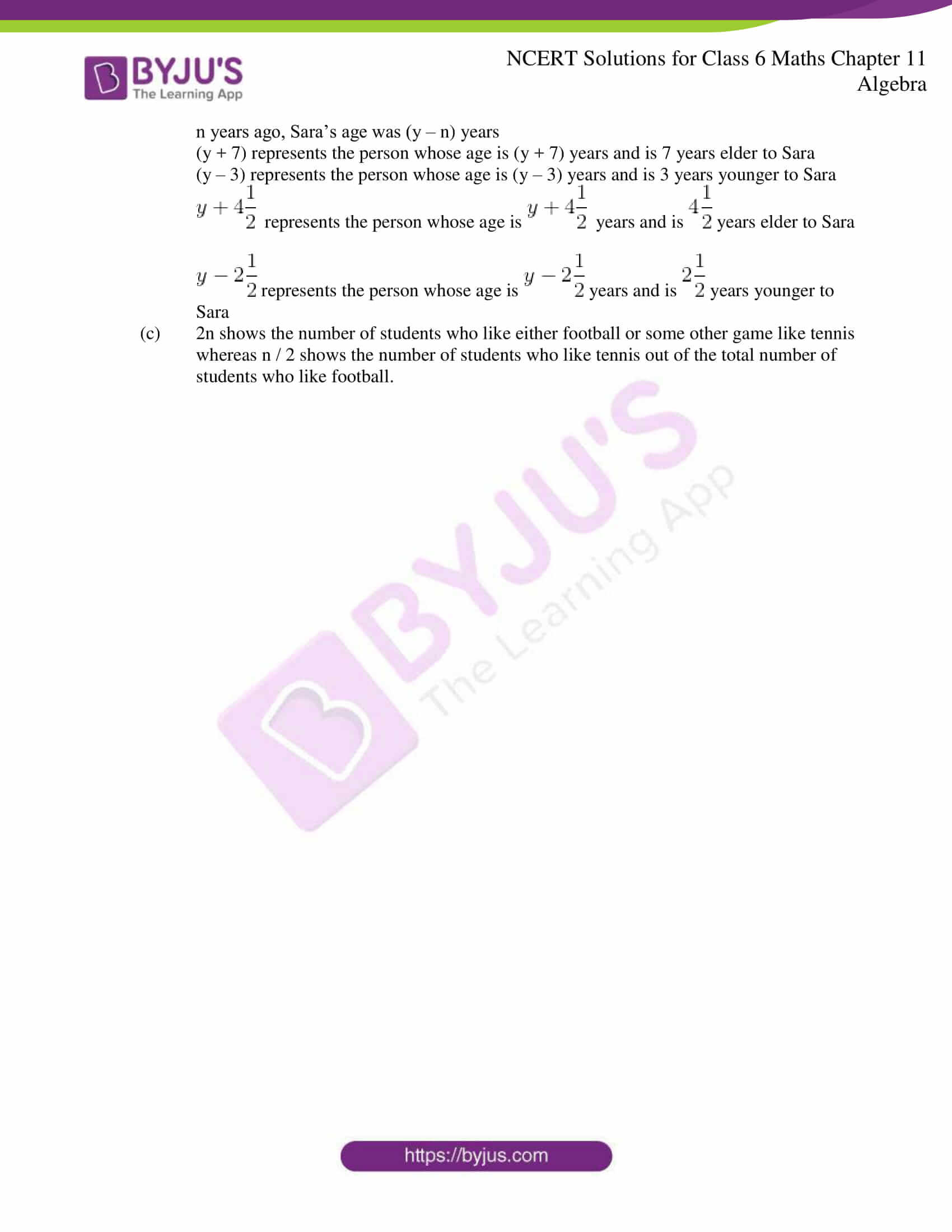 NCERT Solutions Class 6 Maths Chapter 11 Algebra - Free Download