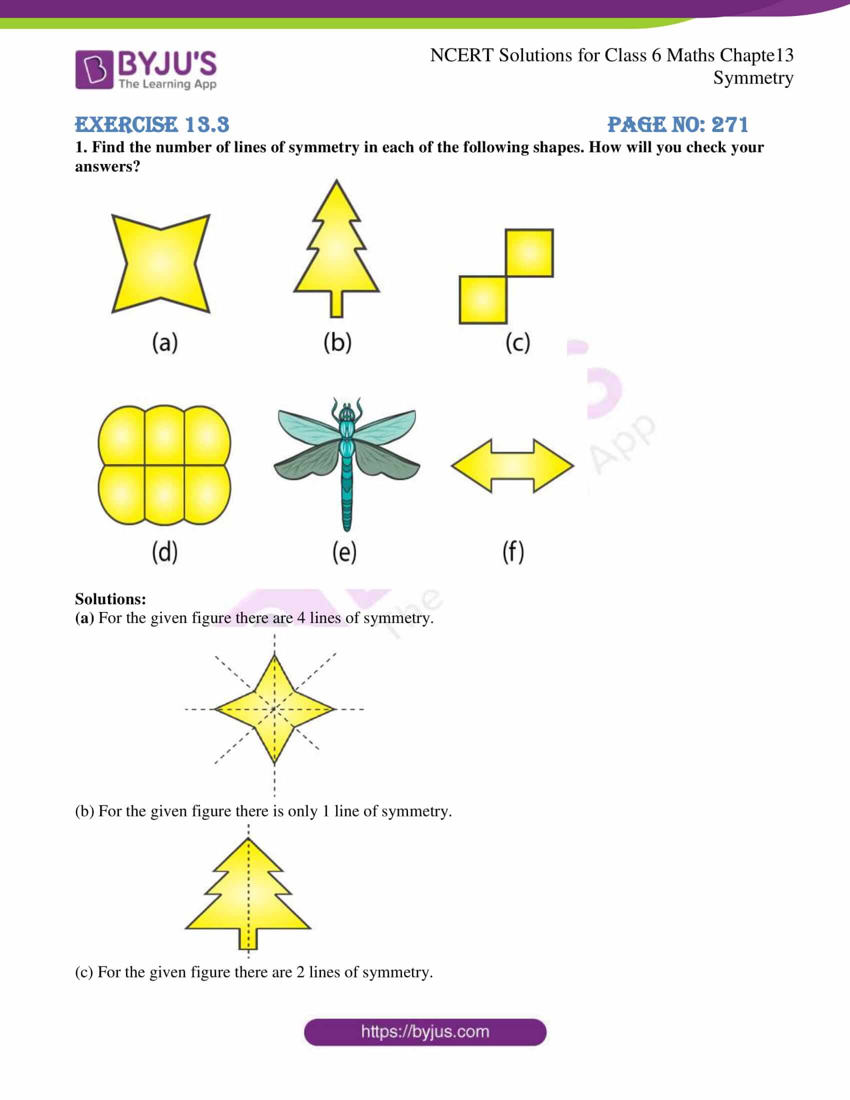 NCERT Solutions for Class 6 Maths Ex 13.3 Chapter 13 Symmetry - Free PDF