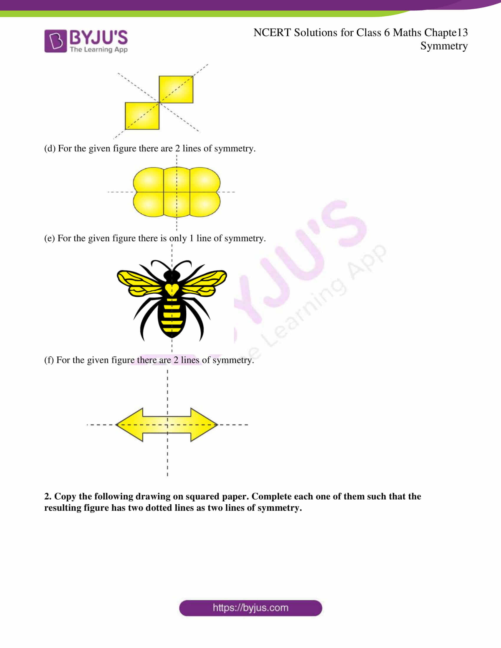 NCERT Solutions For Class 6 Maths Chapter 13 Symmetry NCERT Solutions For Class 6 Maths Chapter 13 Symmetry