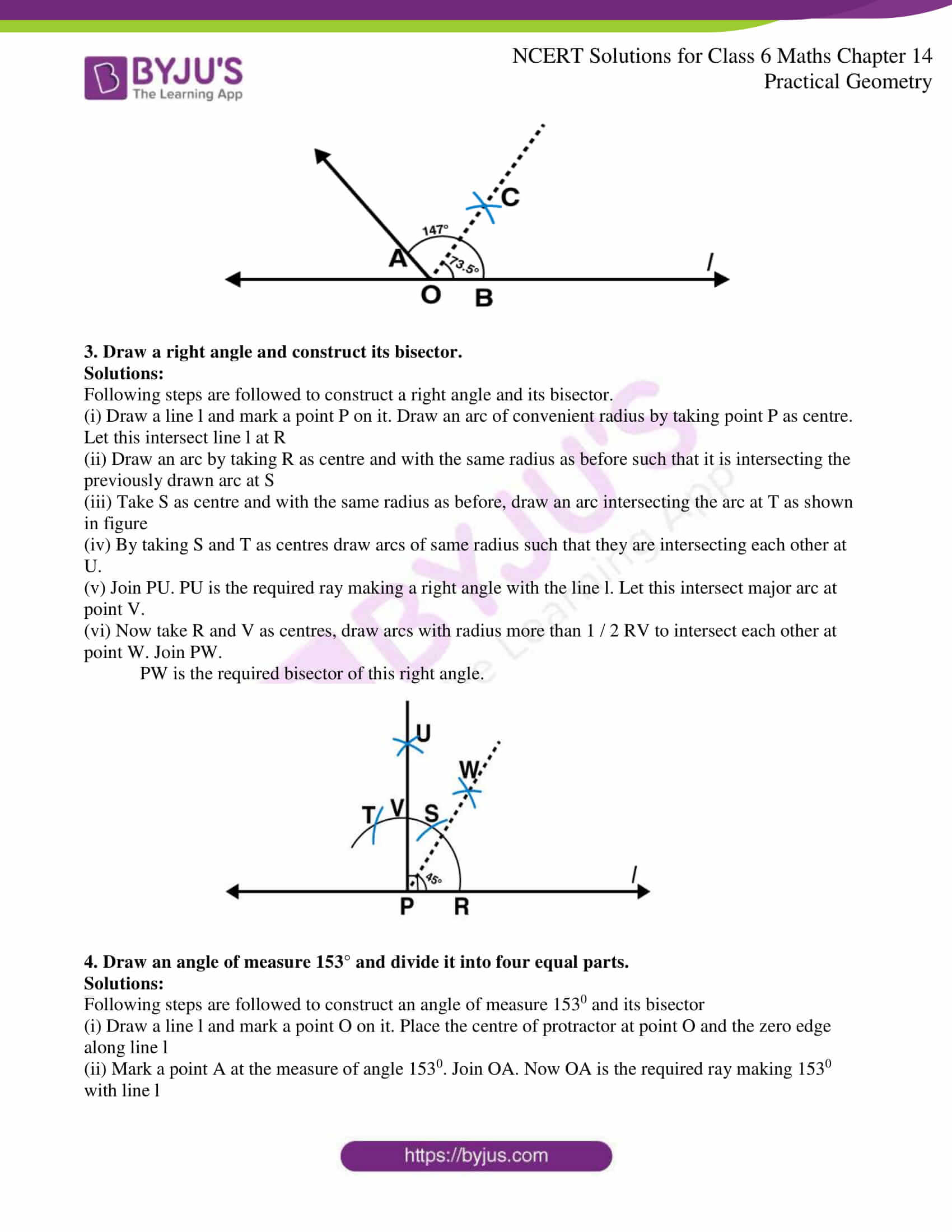 NCERT Solutions Class 6 Maths Chapter 14 Practical Geometry - Free Download