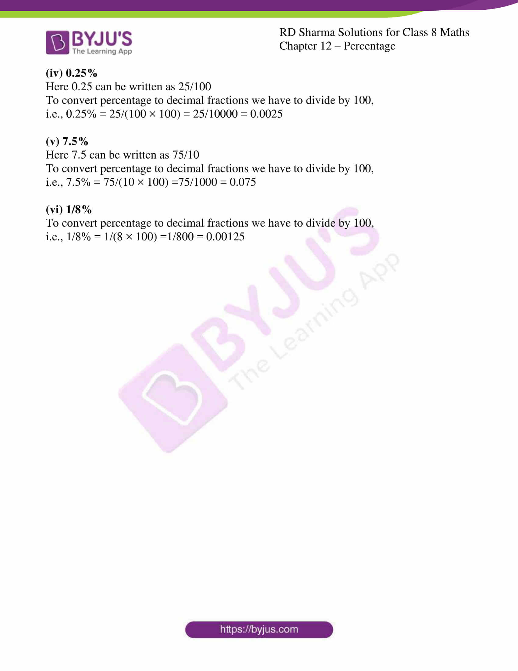 RD Sharma Solutions For Class 8 Chapter 12 Percentage Exercise 12 1