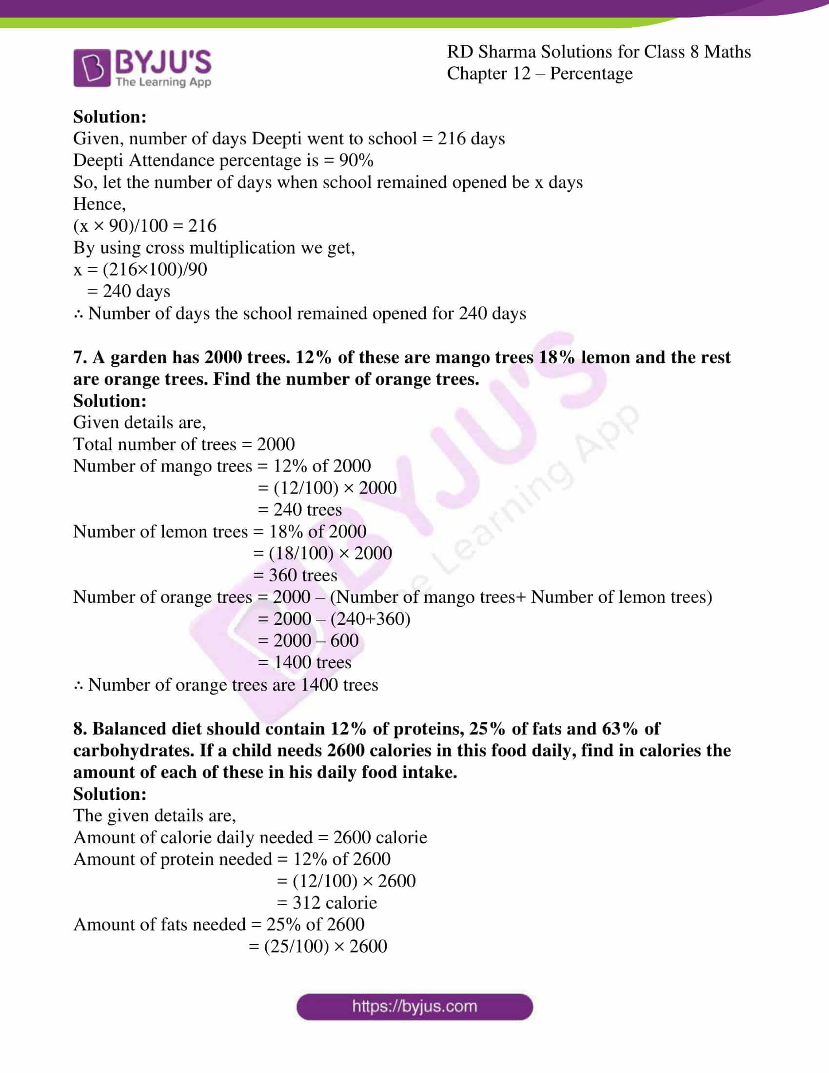 RD Sharma Solutions For Class 8 Chapter 12 Percentage Download Free PDF RD Sharma Solutions For Class 8 Chapter 12 Percentage Download Free PDF
