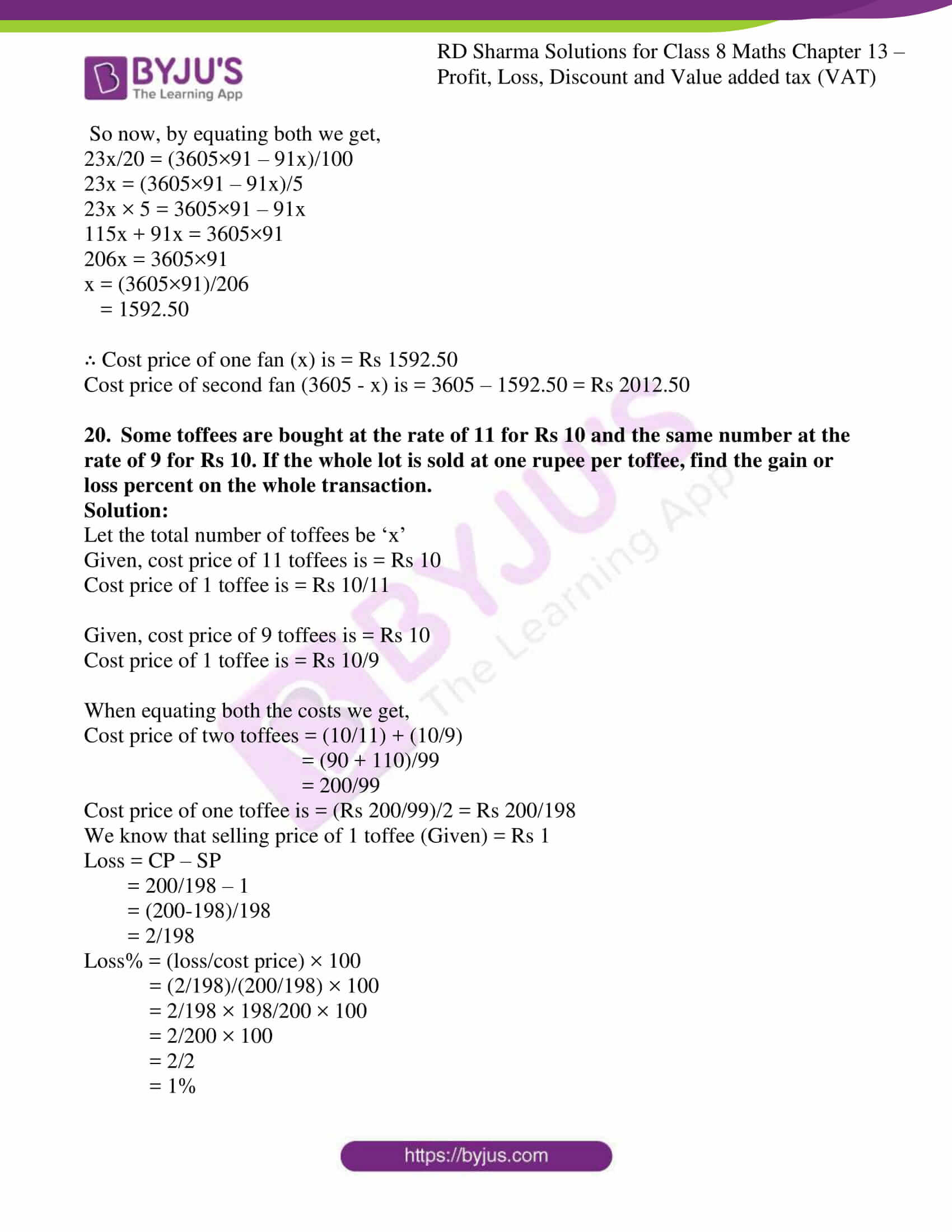 RD Sharma Solutions For Class 8 Chapter 13 Profit Loss Discount And 