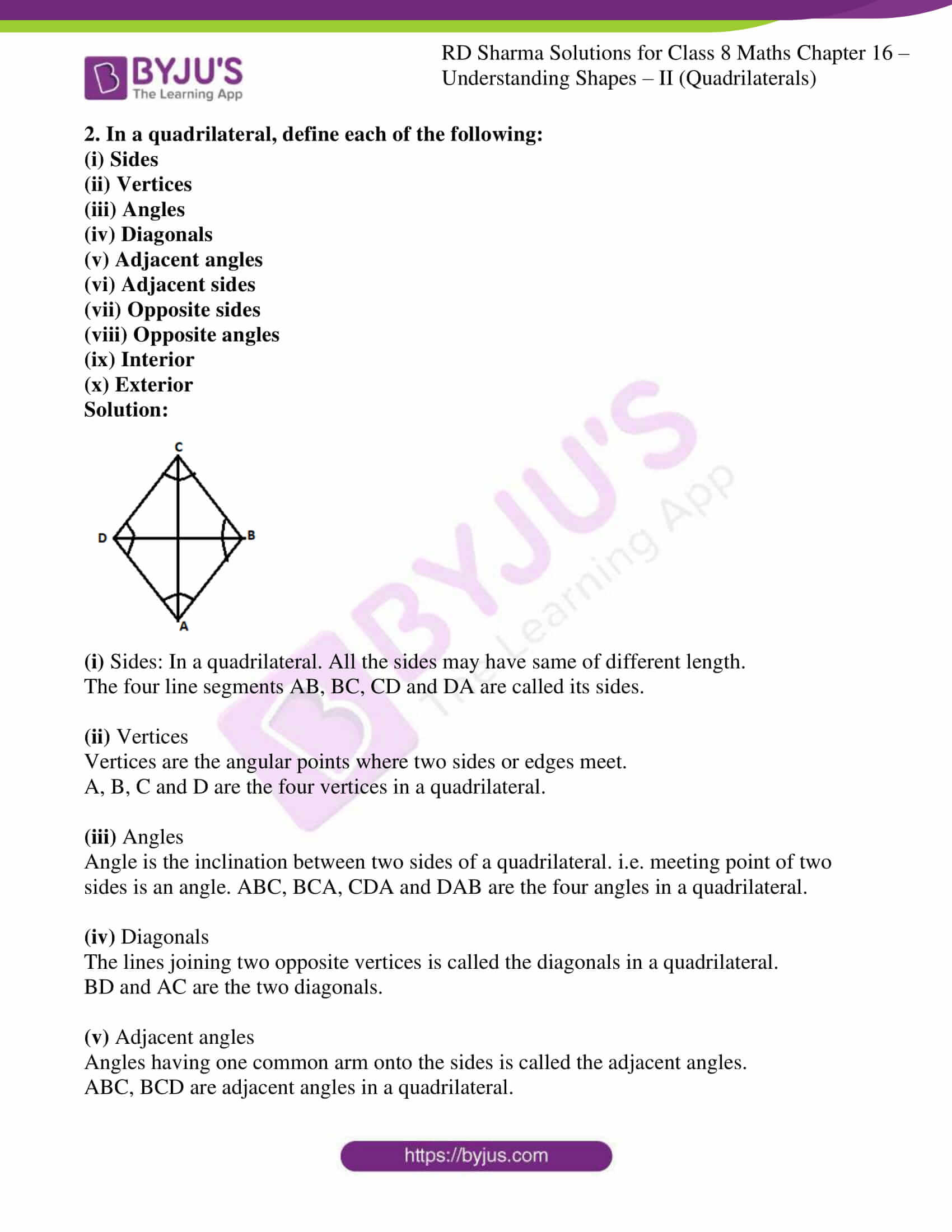 RD Sharma Solutions For Class 8 Chapter 16 Understanding Shapes II