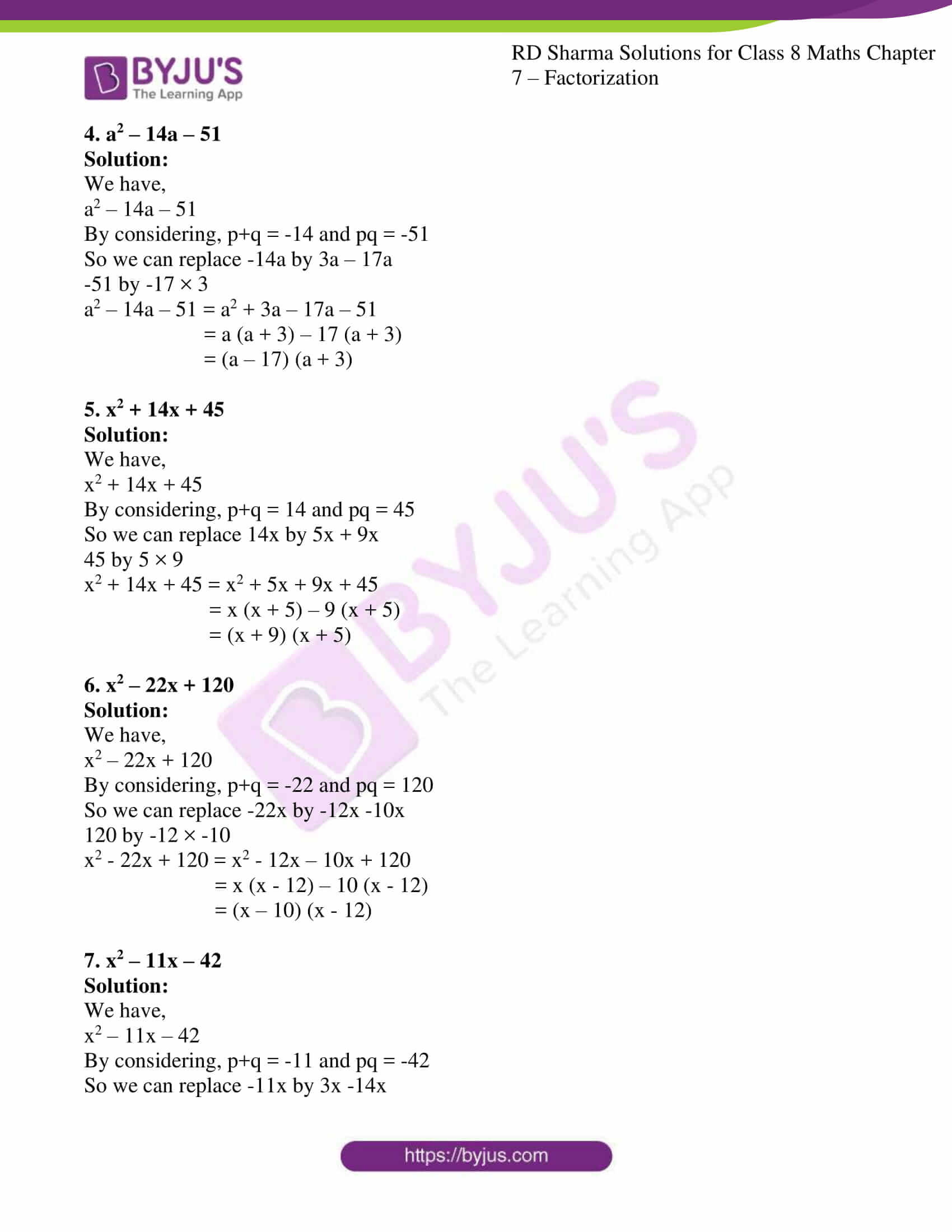 RD Sharma Solutions for Class 8 Chapter - 7 Factorization Exercise 7.7 ...