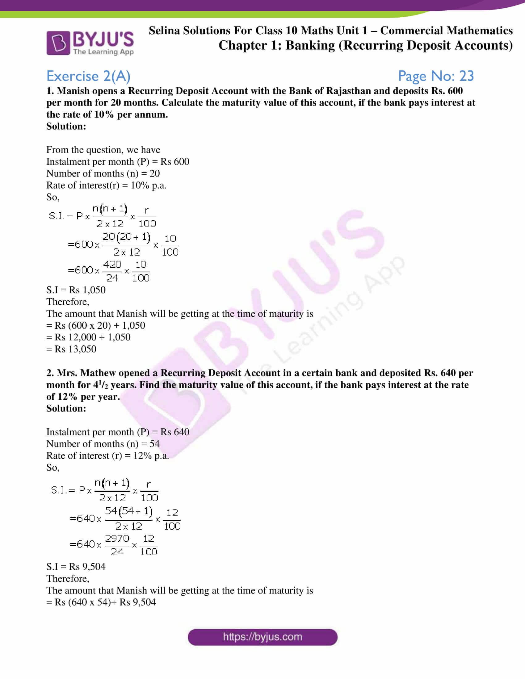 Selina Solution Concise Mathematics Class 10 Chapter 2 Banking Selina Solution Concise Mathematics Class 10 Chapter 2 Banking