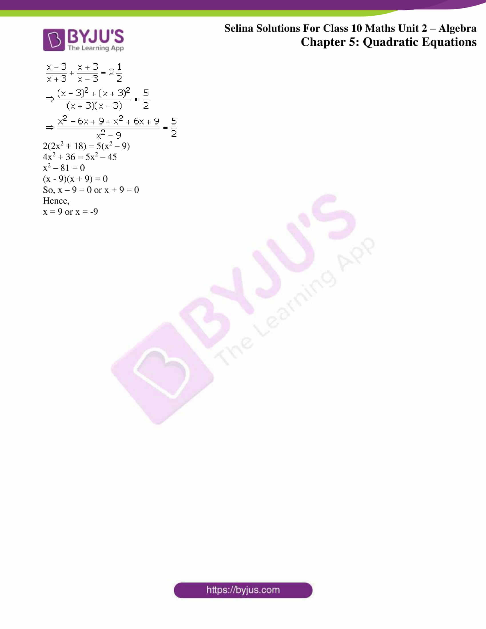 Selina Solution Concise Mathematics Class 10 Chapter 5 Quadratic