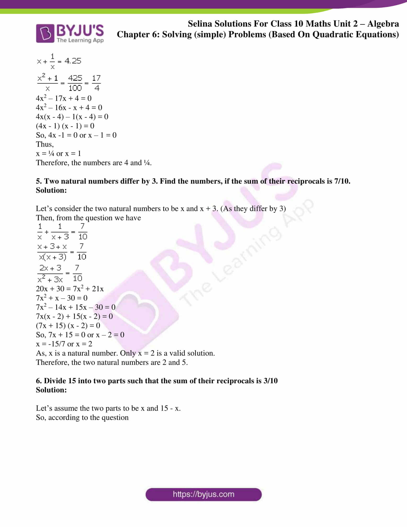 Selina Solution Concise Mathematics Class 10 Chapter 6 Solving simple Selina Solution Concise Mathematics Class 10 Chapter 6 Solving simple