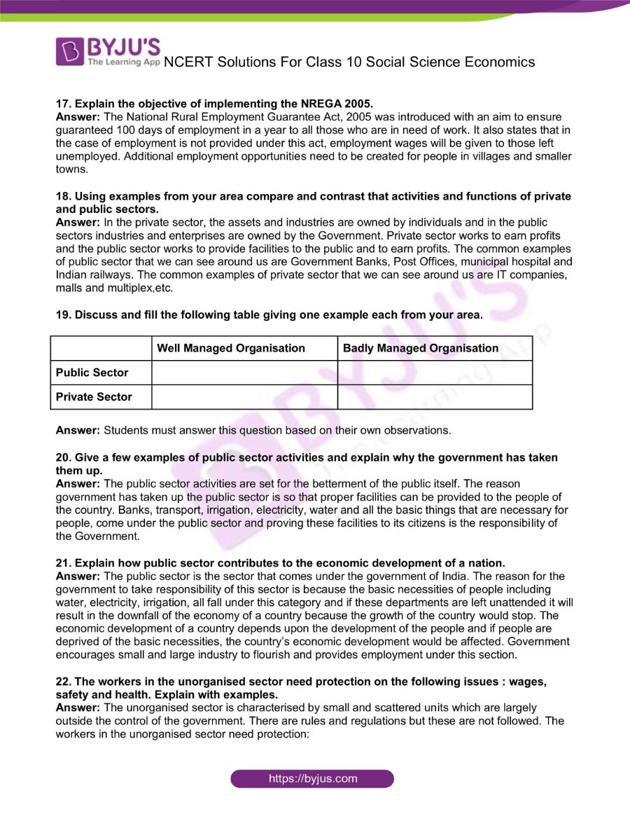 NCERT Solutions For Class 10 Economics Social Science Chapter 2 Sectors ...