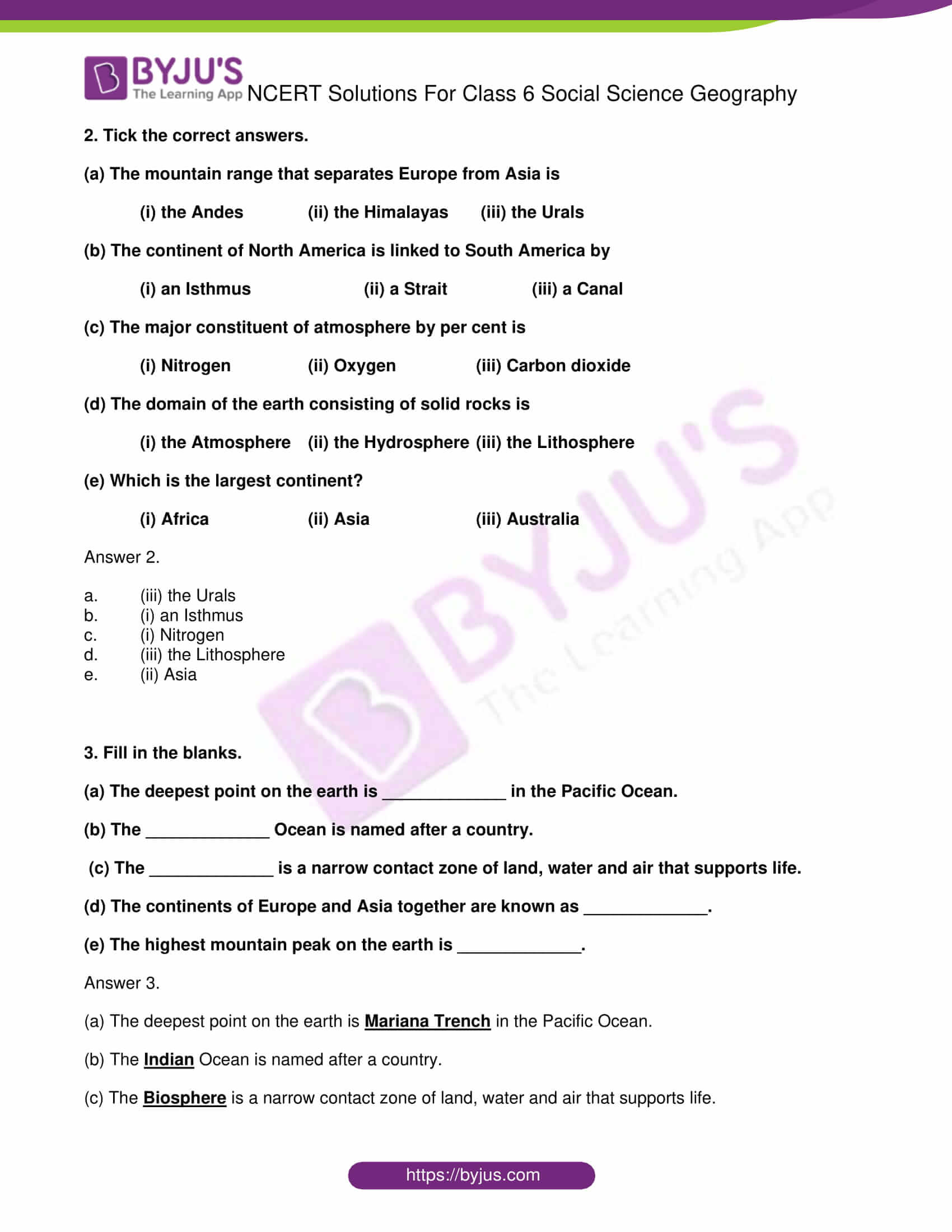 NCERT Solutions For Class 6 Geography Social Science Chapter 5 Major ...