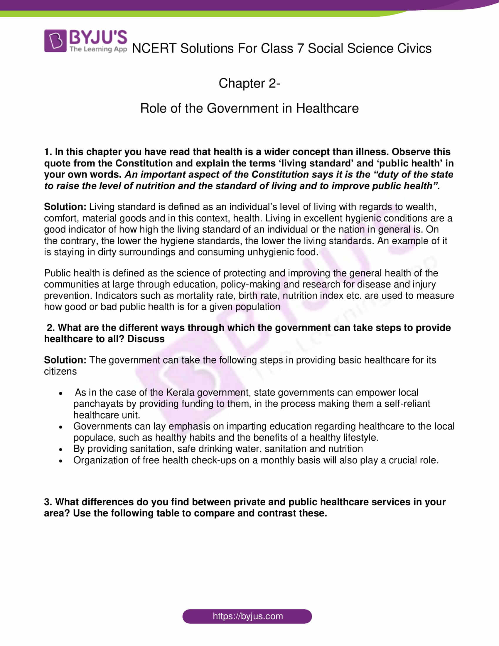 NCERT Solutions for Class 7 Civics Social Science Chapter 2 Role of the ...