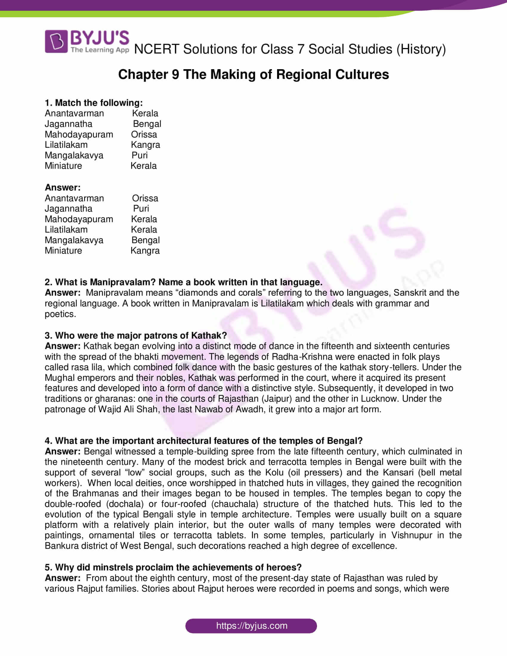 NCERT Solutions Class 7 Social Studies History Chapter 9 The Making of ...