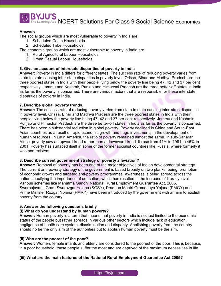 NCERT Solutions For Class 9 Economics Social Science Chapter 3 Poverty ncert-solutions-for-class-9-economics-social-science-chapter-3-poverty