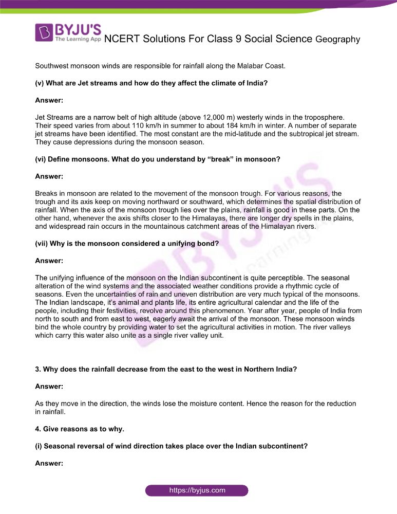 NCERT Solutions For Class 9 Geography Social Science Chapter 4 Climate - Free PDF