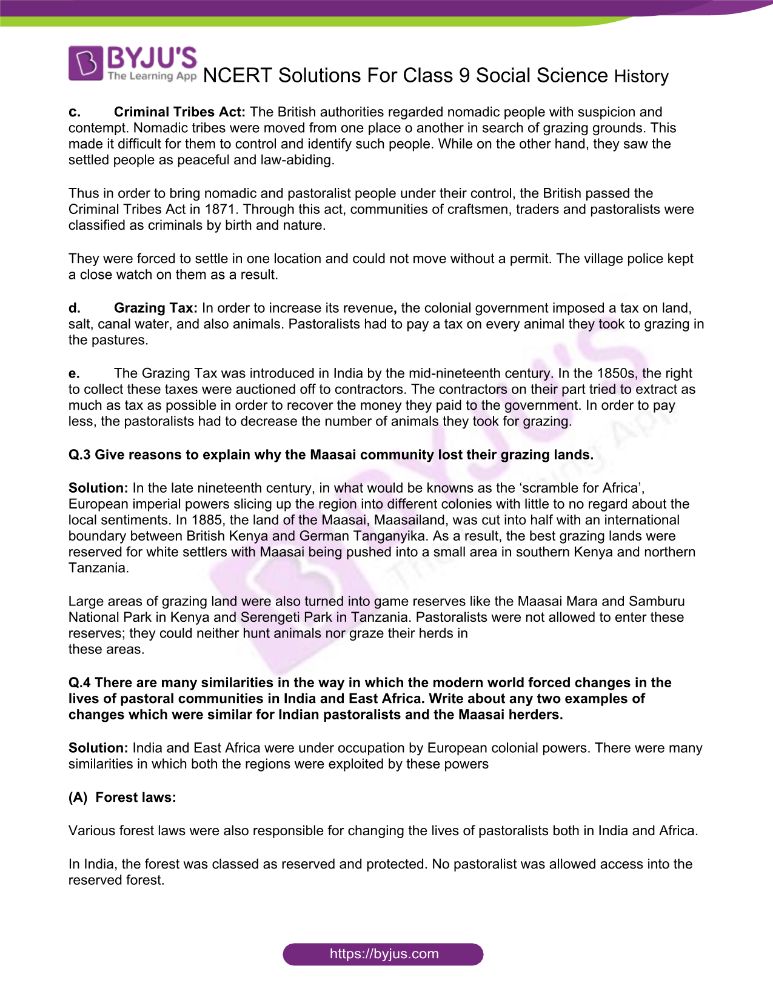 NCERT Solutions for Class 9 History Social Science Chapter 5 ...