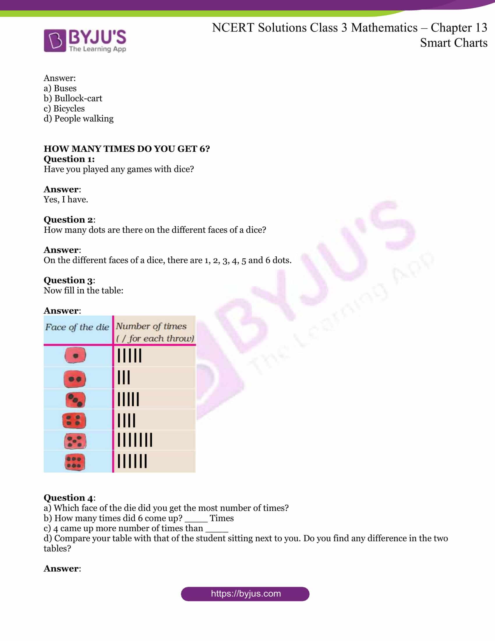 NCERT Solutions Class 3 Maths Chapter 13 Smart Charts Download Now