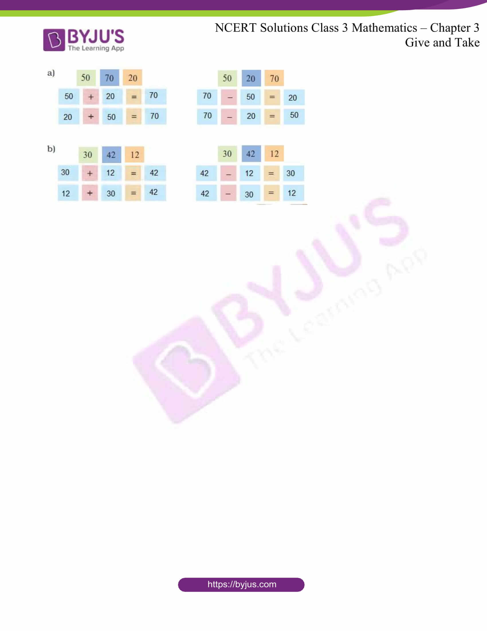 NCERT Solutions Class 3 Maths Chapter 3 Give and Take | PDF Download