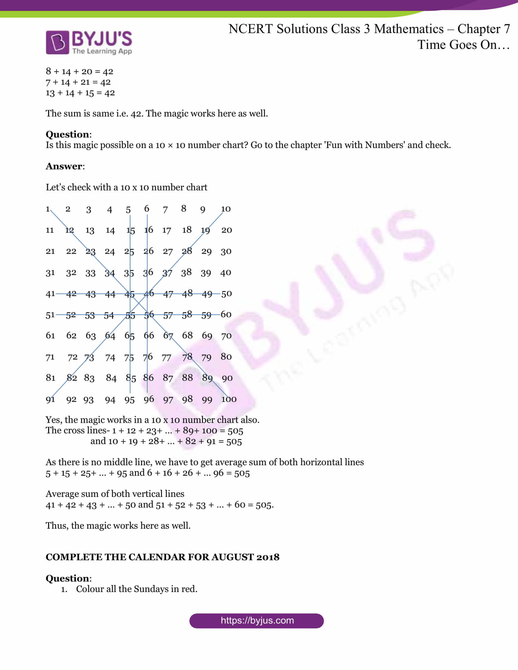 NCERT Solutions Class 3 Maths Chapter 7 Time Goes On-Download PDF