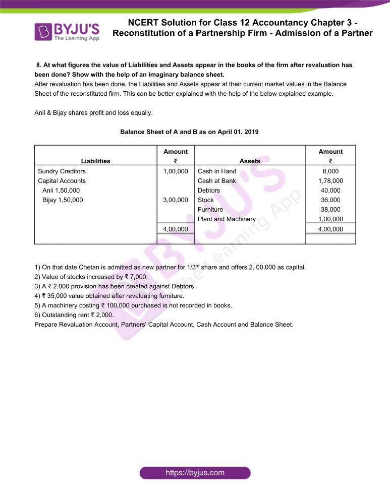 NCERT Solution for Class 12 Accountancy Chapter 3 Reconstitution of a ...