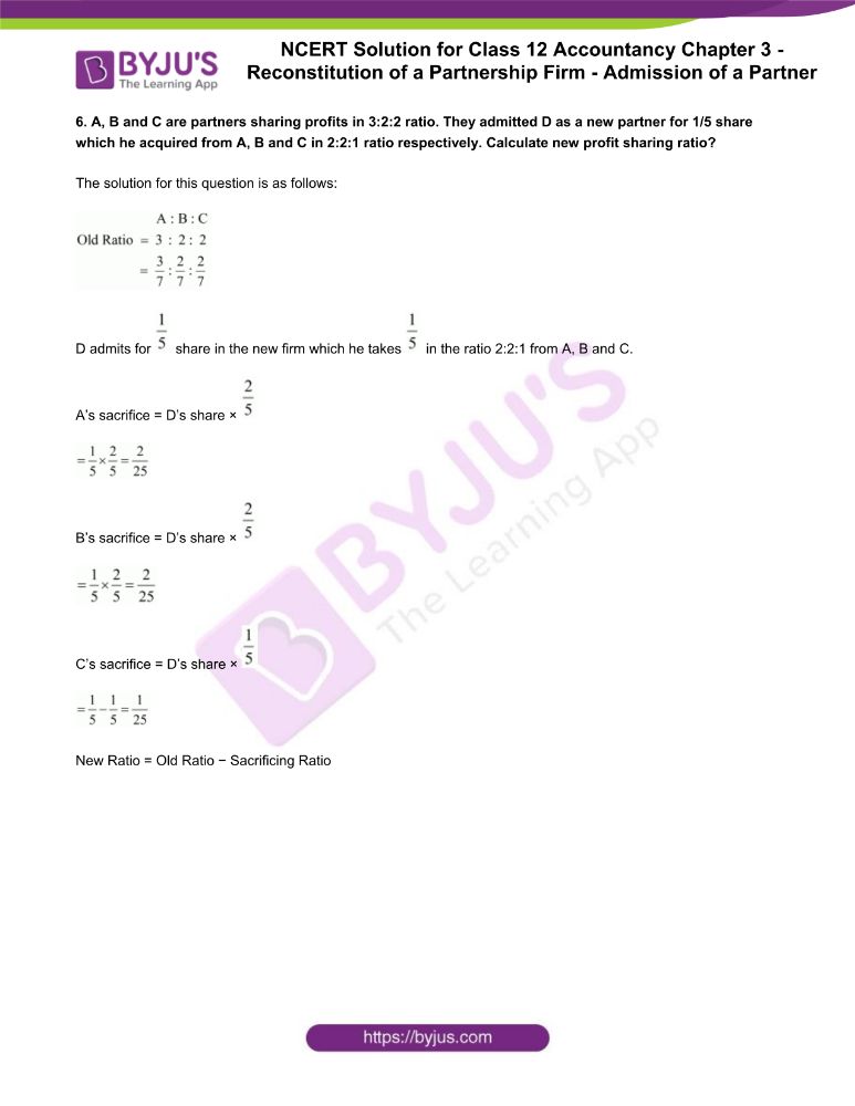 NCERT Solution for Class 12 Accountancy Chapter 3 Reconstitution of a ...