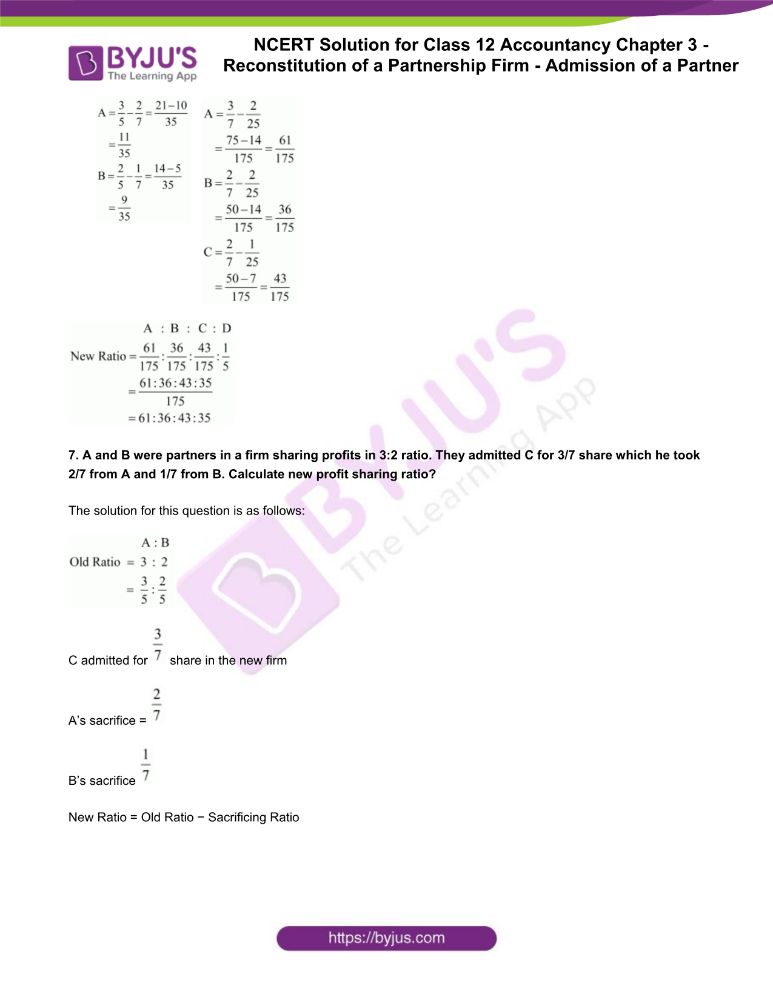 NCERT Solution for Class 12 Accountancy Chapter 3 Reconstitution of a ...