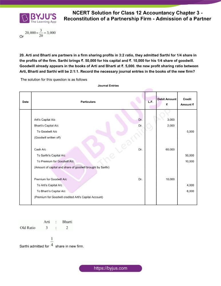 NCERT Solution for Class 12 Accountancy Chapter 3 Reconstitution of a ...