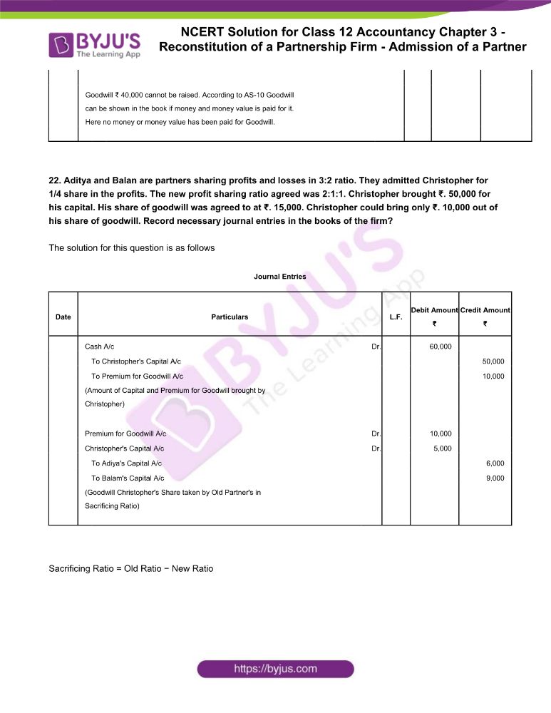 NCERT Solution for Class 12 Accountancy Chapter 3 Reconstitution of a ...