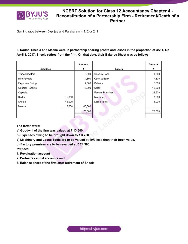 NCERT Solution For Class 12 Accountancy Chapter 4 Reconstitution Of A ...