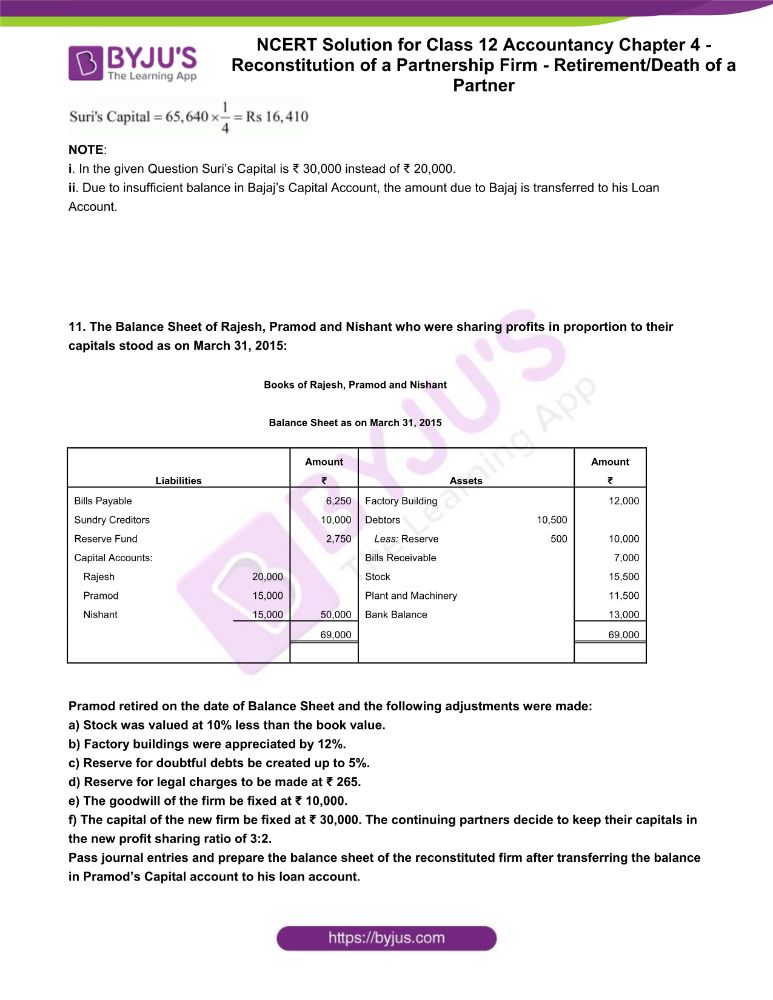 NCERT Solution For Class 12 Accountancy Chapter 4 Reconstitution Of A ...