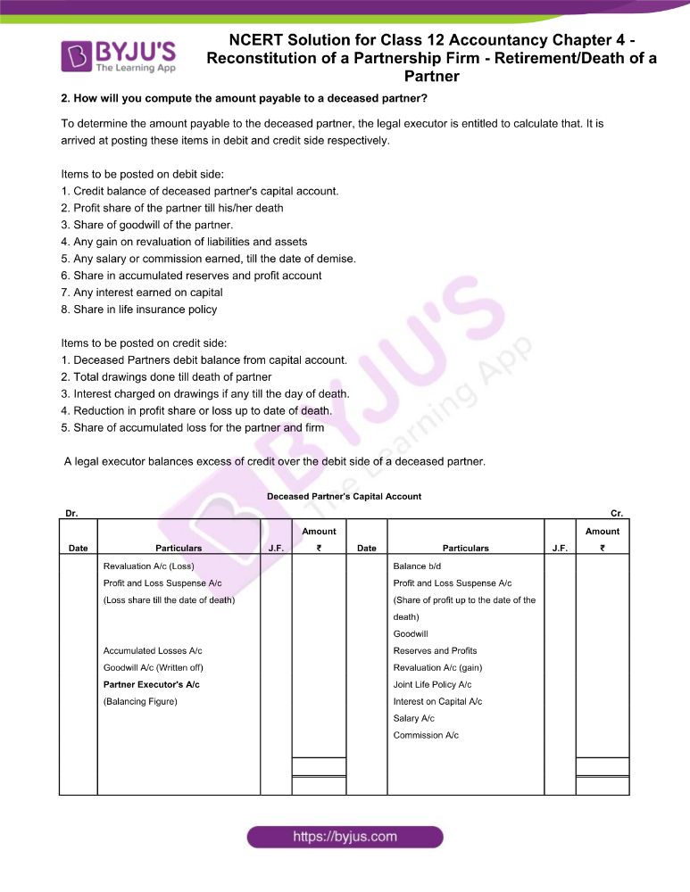 NCERT Solution For Class 12 Accountancy Chapter 4 Reconstitution Of A ...