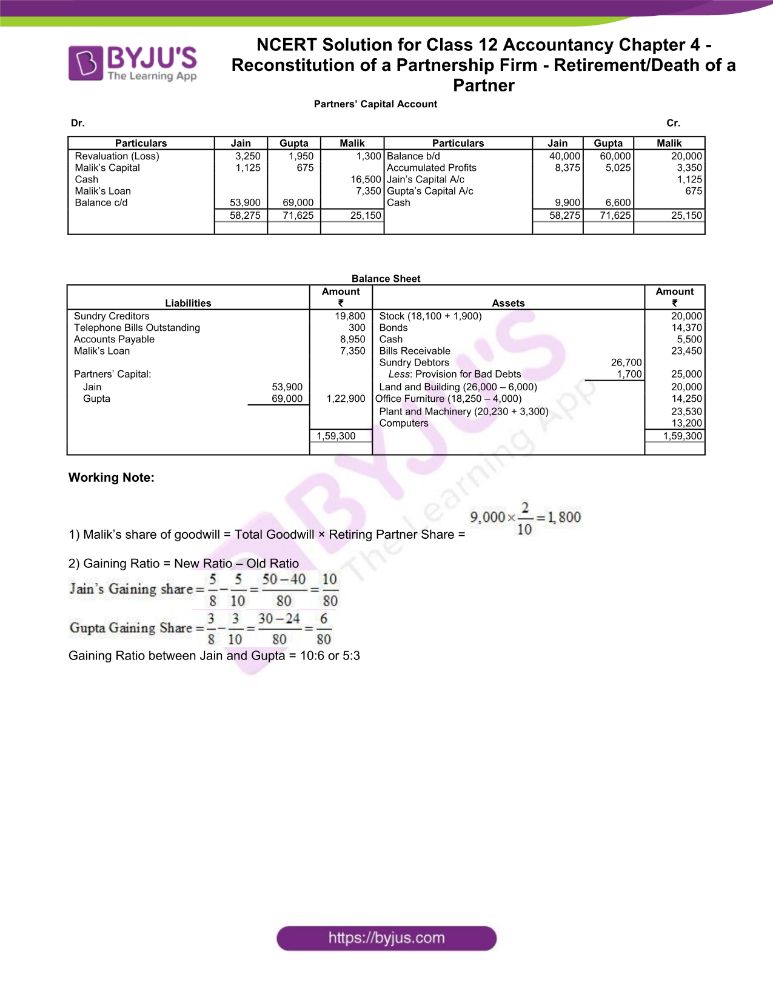 NCERT Solution For Class 12 Accountancy Chapter 4 Reconstitution Of A ...