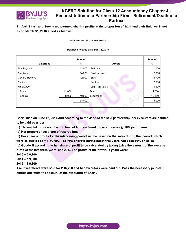 NCERT Solution For Class 12 Accountancy Chapter 4 Reconstitution Of A ...