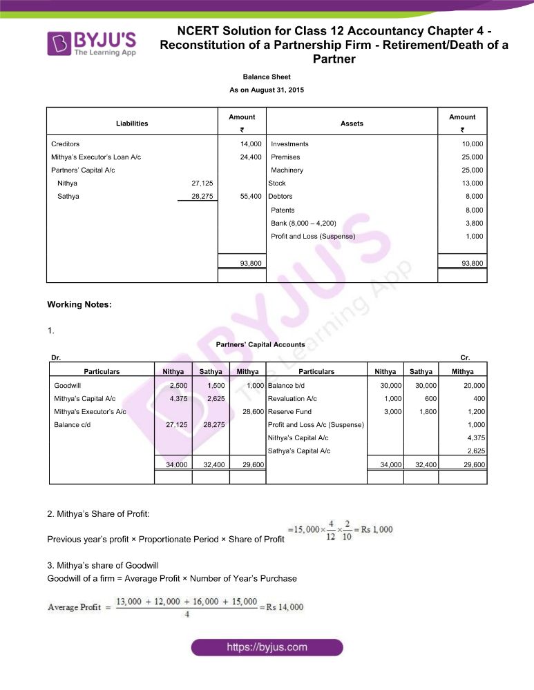 NCERT Solution For Class 12 Accountancy Chapter 4 Reconstitution Of A ...