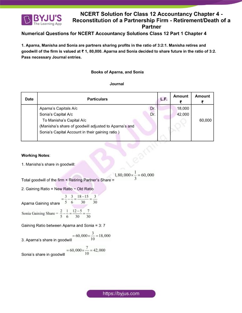 NCERT Solution For Class 12 Accountancy Chapter 4 Reconstitution Of A ...