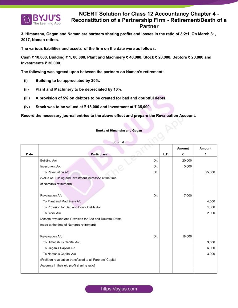 NCERT Solution For Class 12 Accountancy Chapter 4 Reconstitution Of A ...