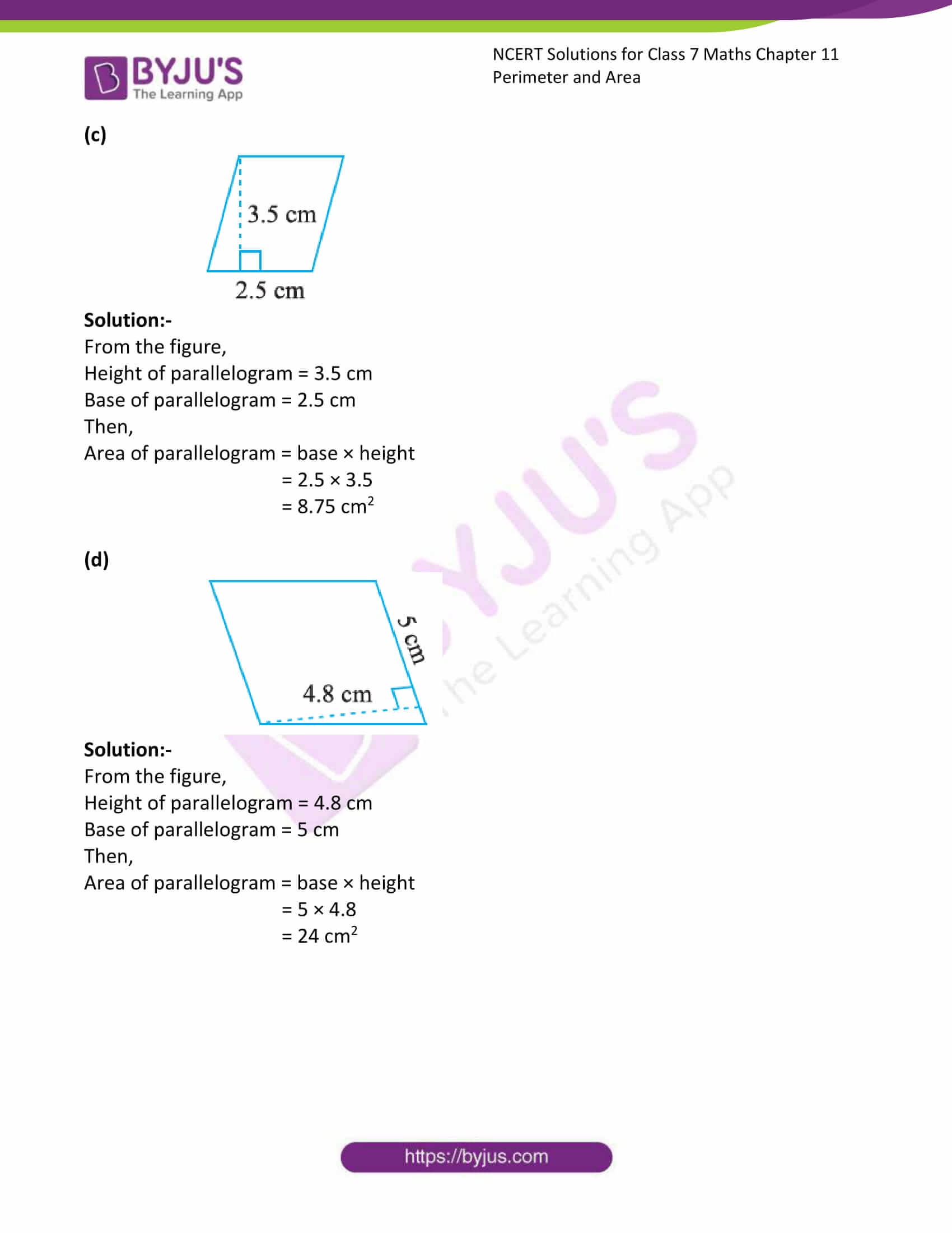 NCERT Solutions for Class 7 Maths Chapter 11 Perimeter and Area ...