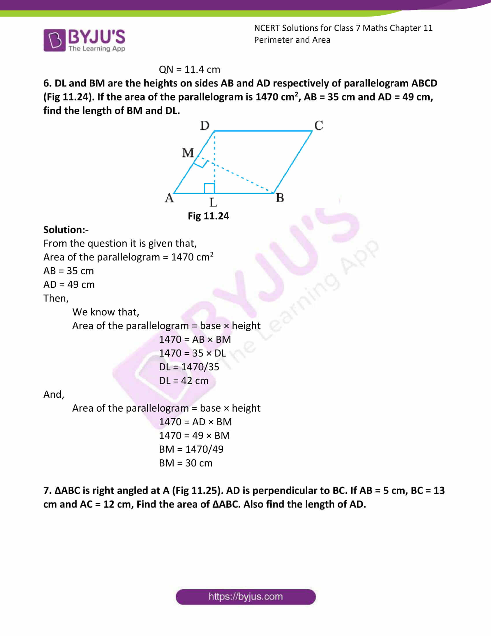 NCERT Solutions for Class 7 Maths Chapter 11 Perimeter and Area ...