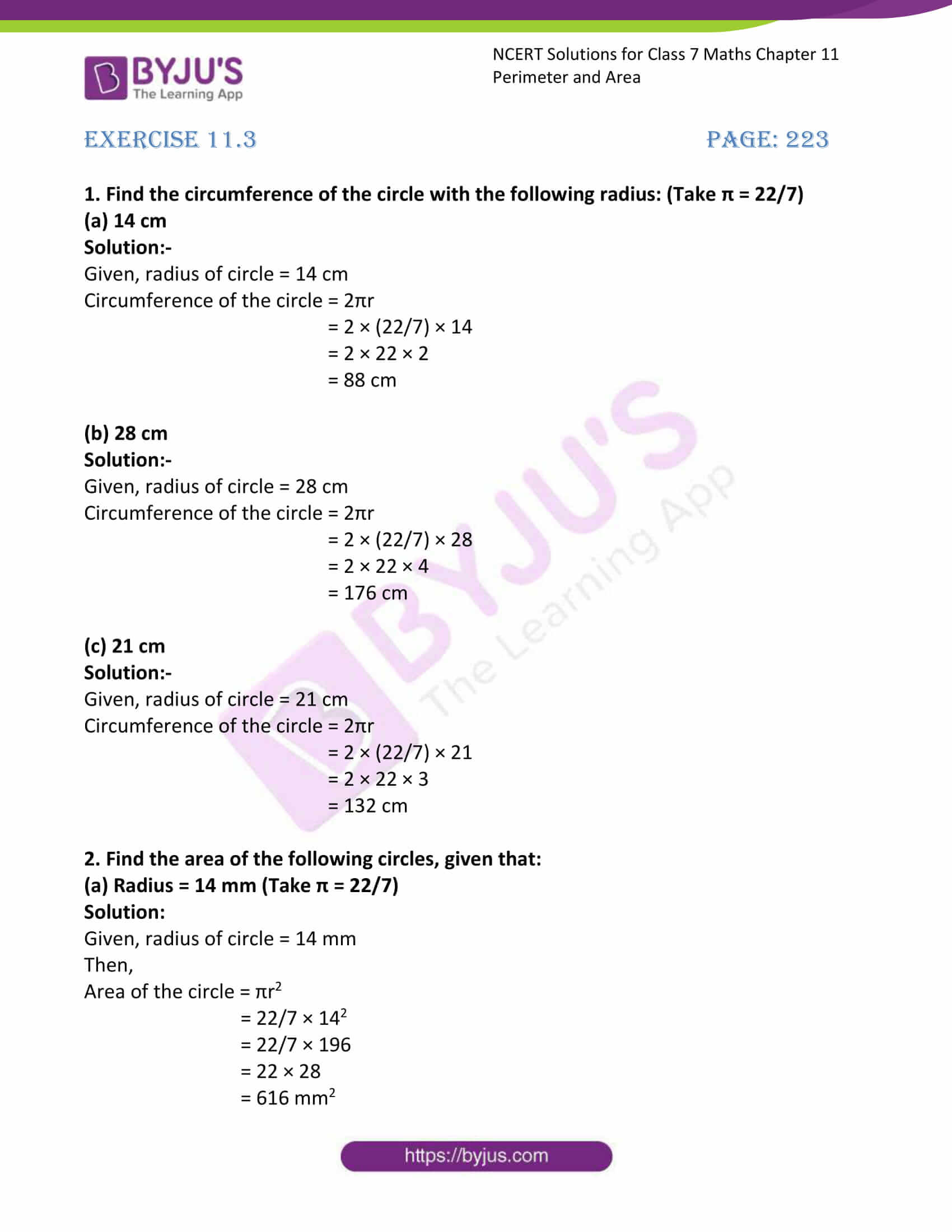 NCERT Solutions for Class 7 Maths Chapter 11 Perimeter and Area ...