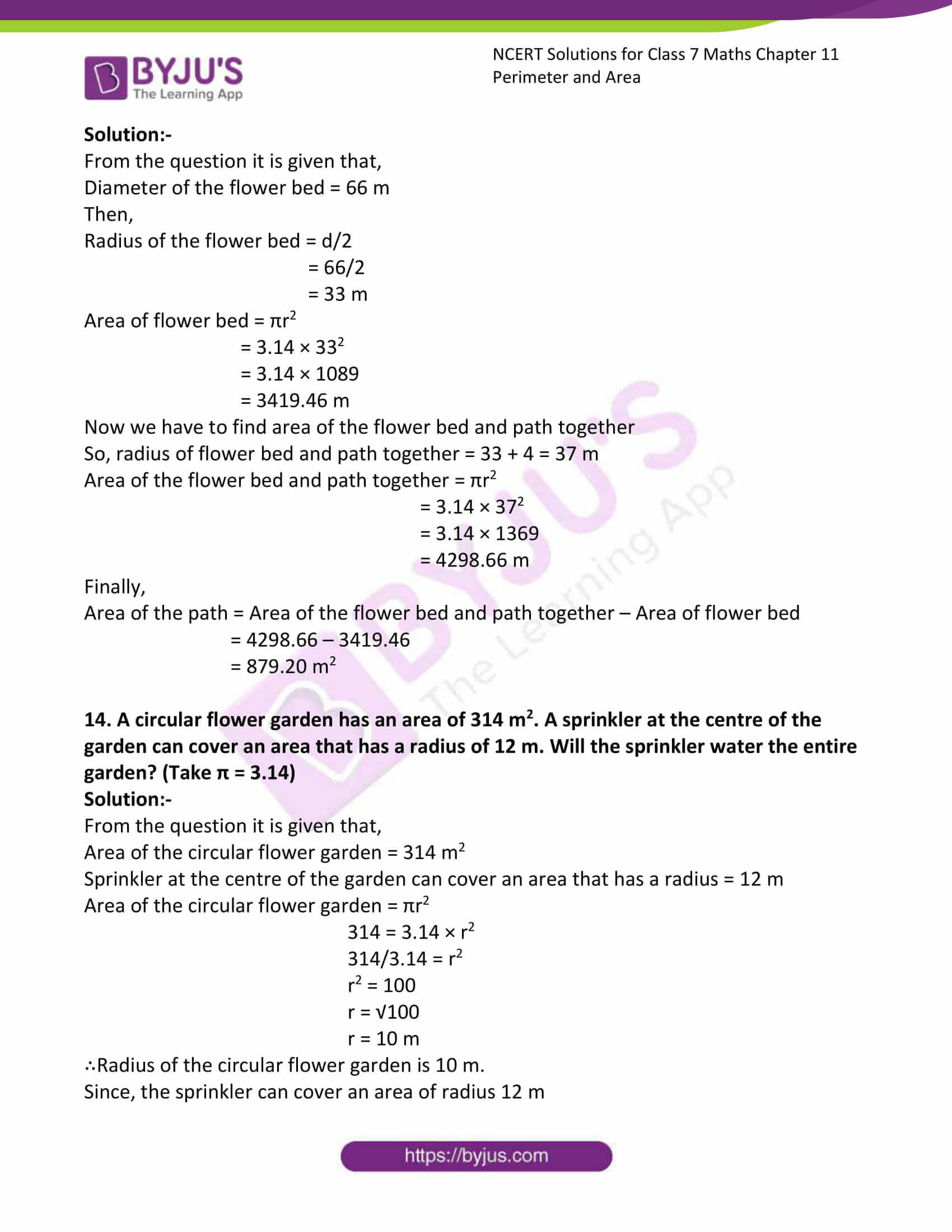 NCERT Solutions for Class 7 Maths Chapter 11 Perimeter and Area ...