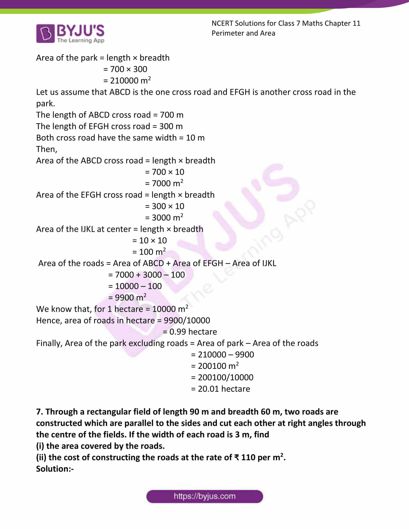 NCERT Solutions for Class 7 Maths Chapter 11 Perimeter and Area ...