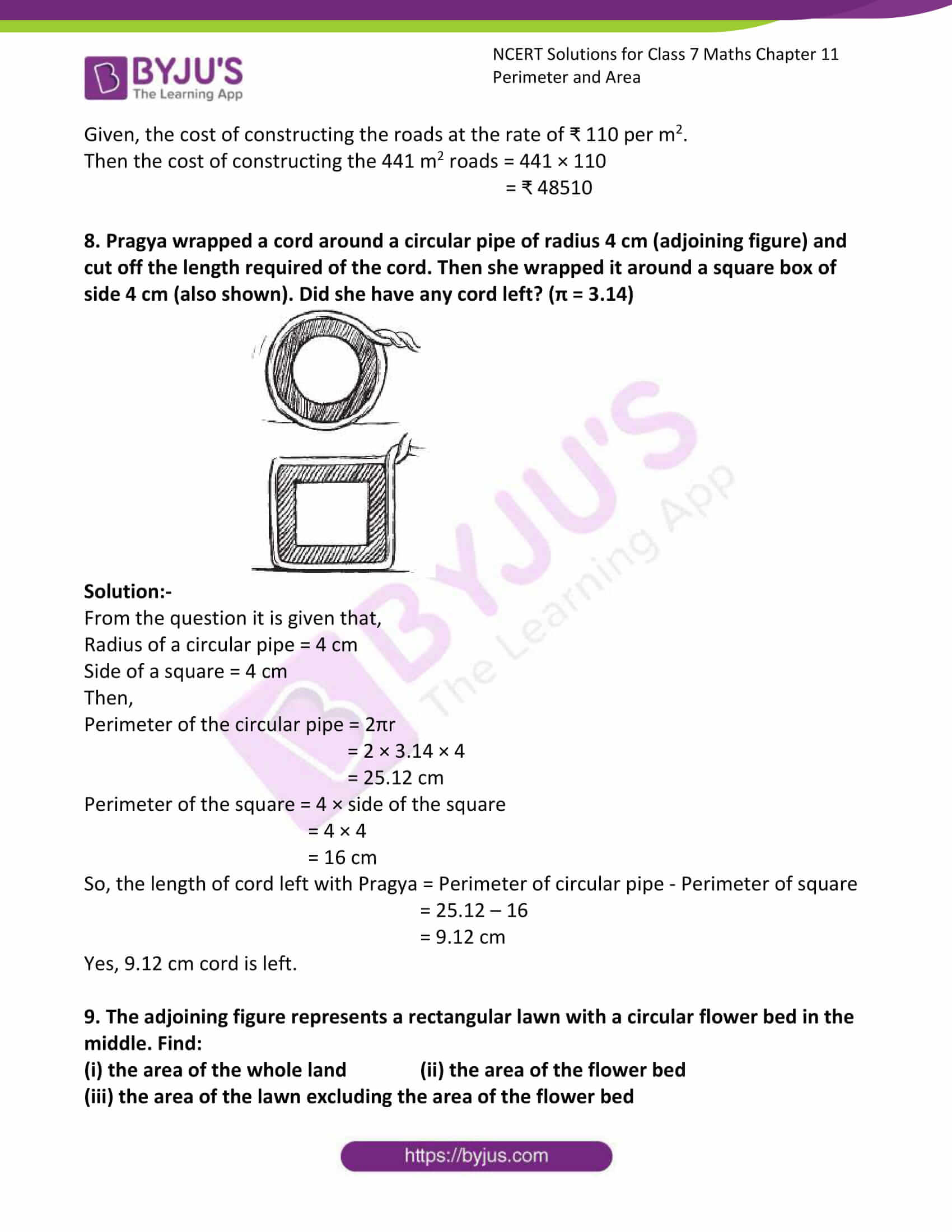 NCERT Solutions for Class 7 Maths Chapter 11 Perimeter and Area ...
