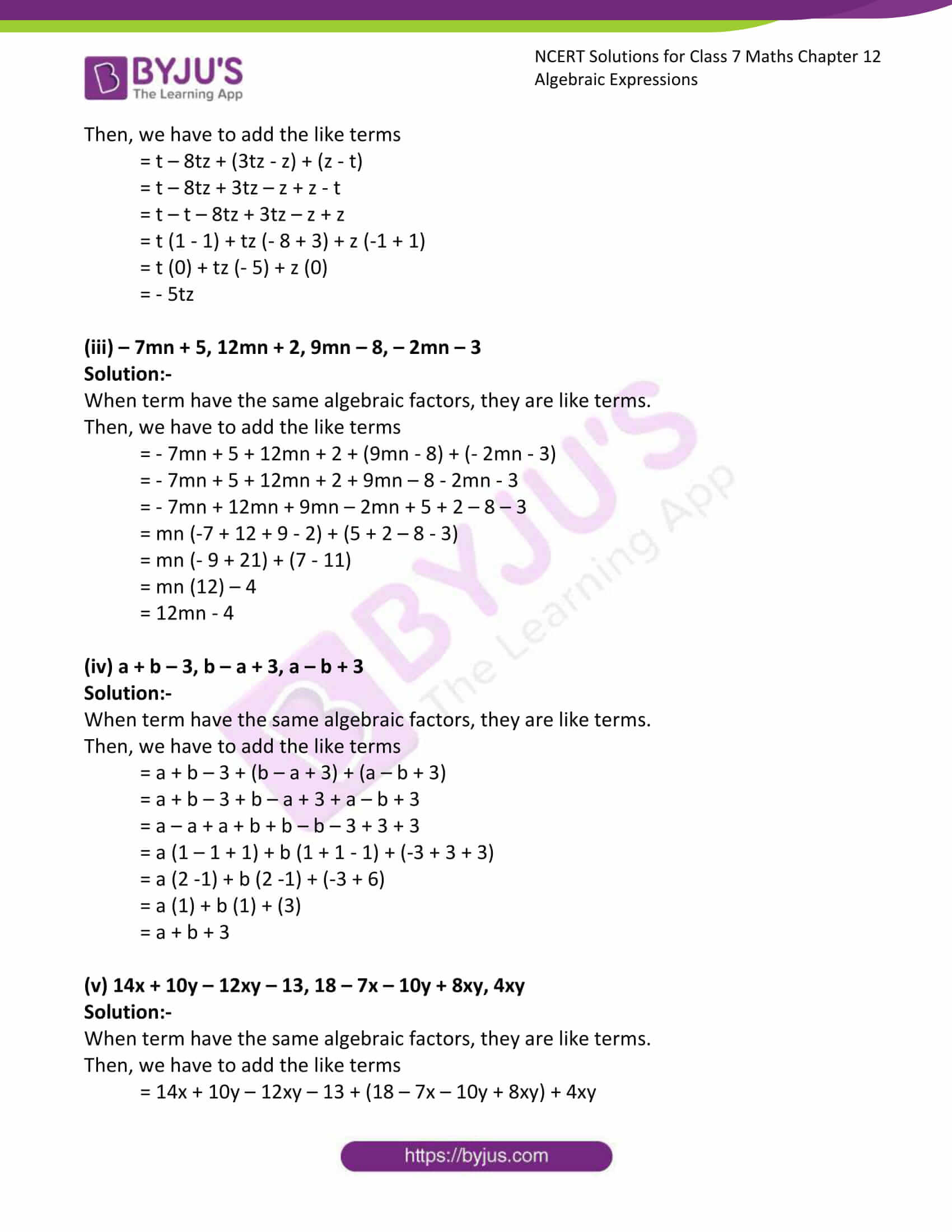 NCERT Solutions for Class 7 Maths Exercise 12.2 Chapter 12 Algebraic ...