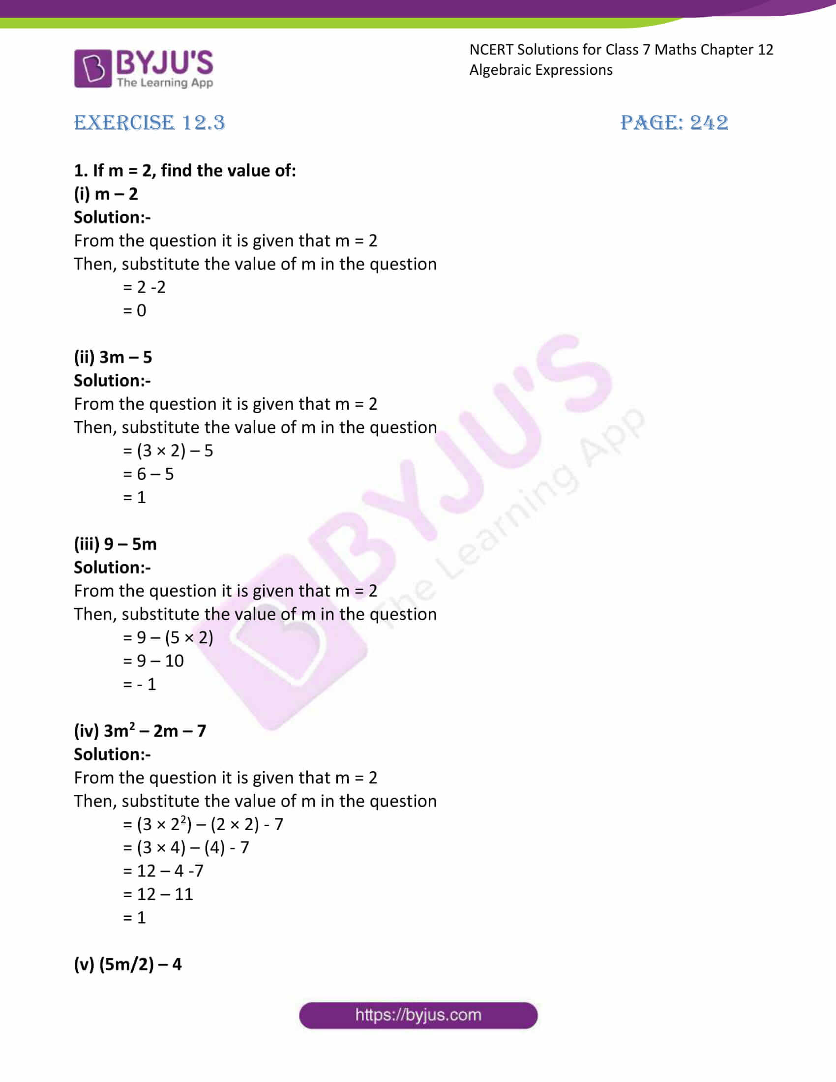 Ncert Solutions For Class 7 Maths Chapter 12 Algebraic Expressions