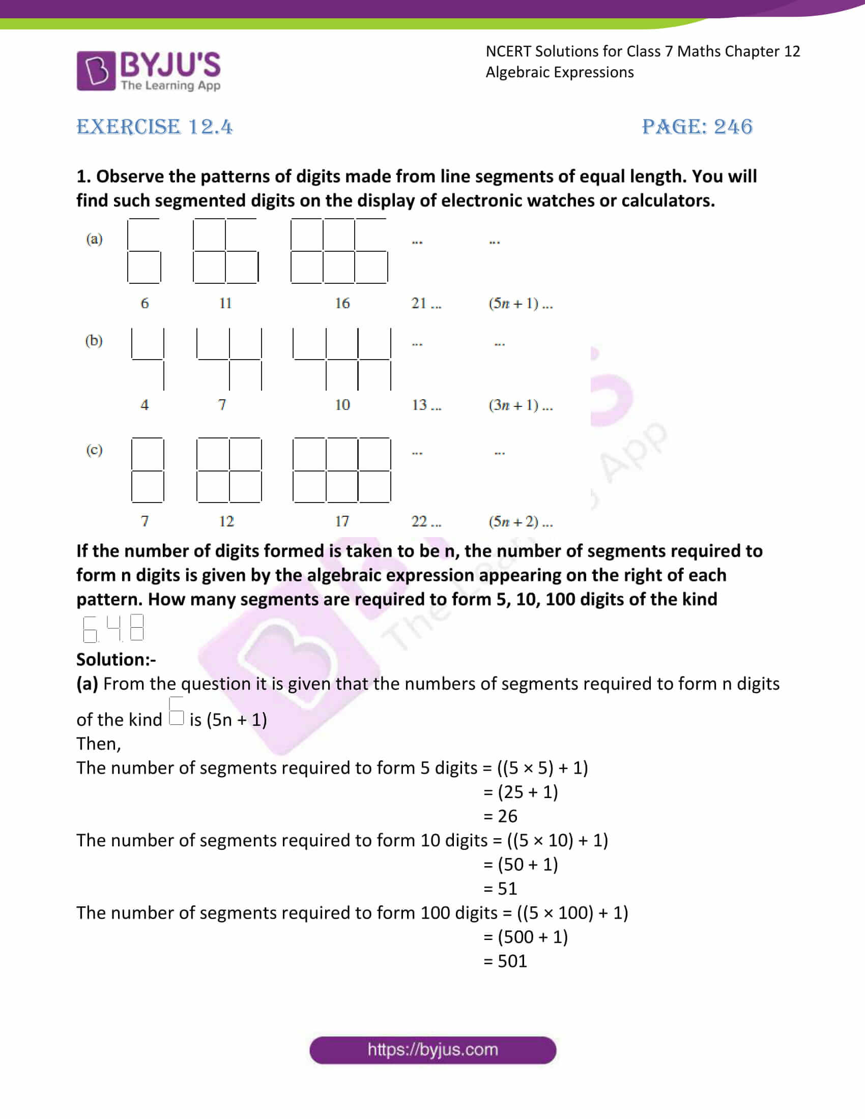 NCERT Solutions for Class 7 Maths Chapter 12 Algebraic Expressions ...