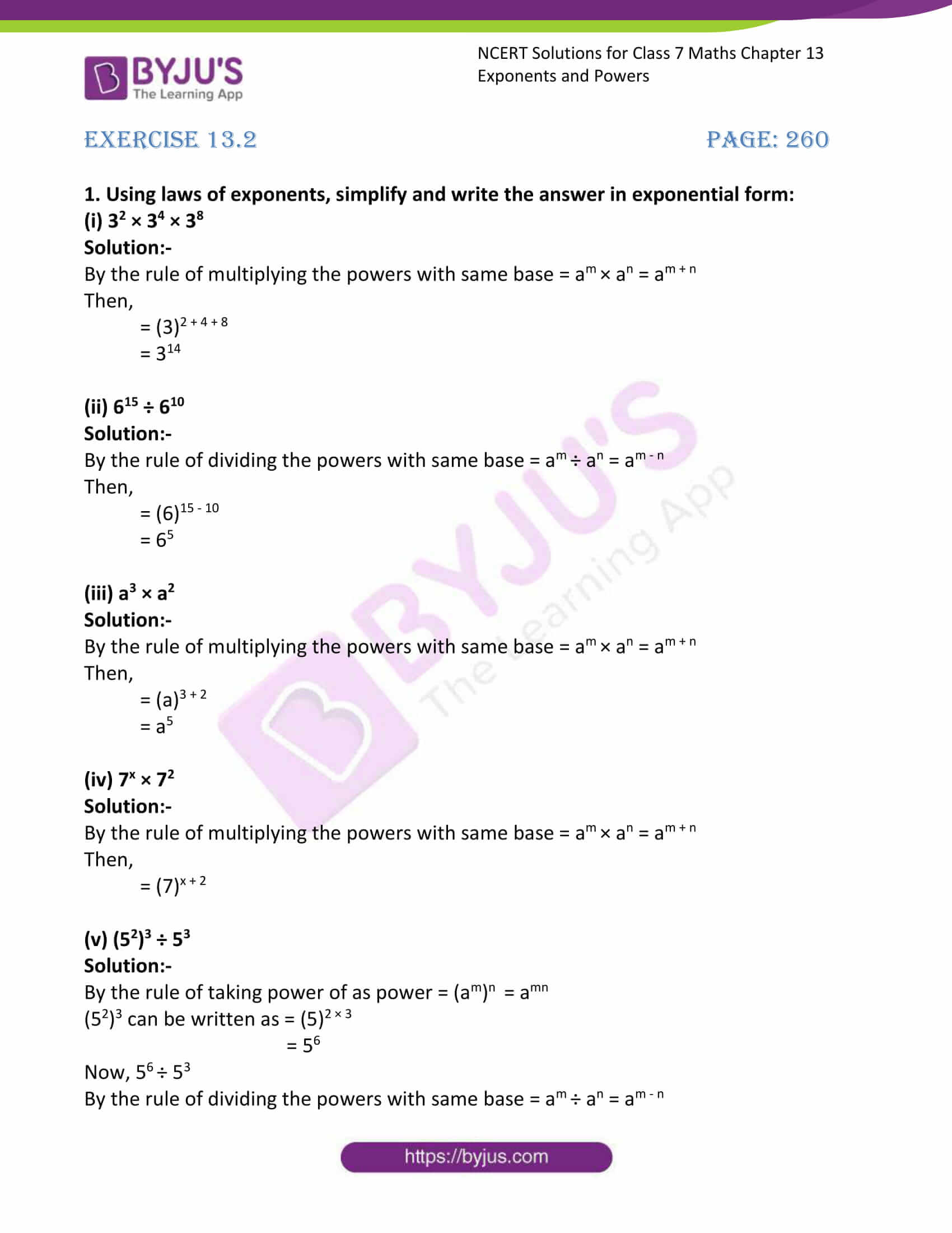 NCERT Solutions for Class 7 Maths Chapter 13 Exponents and Powers ...