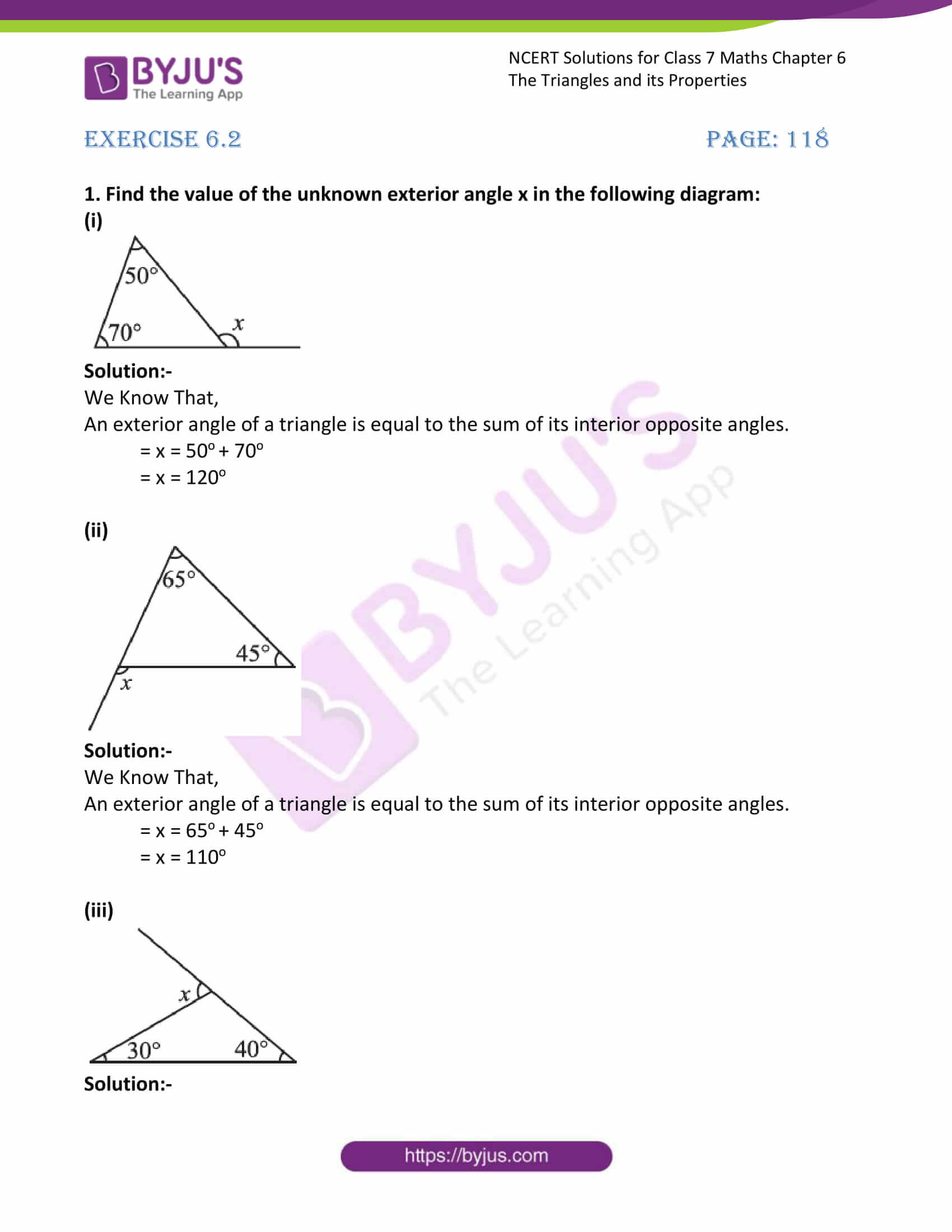 NCERT Solutions for Class 7 Maths Chapter 6 The Triangle and its ...