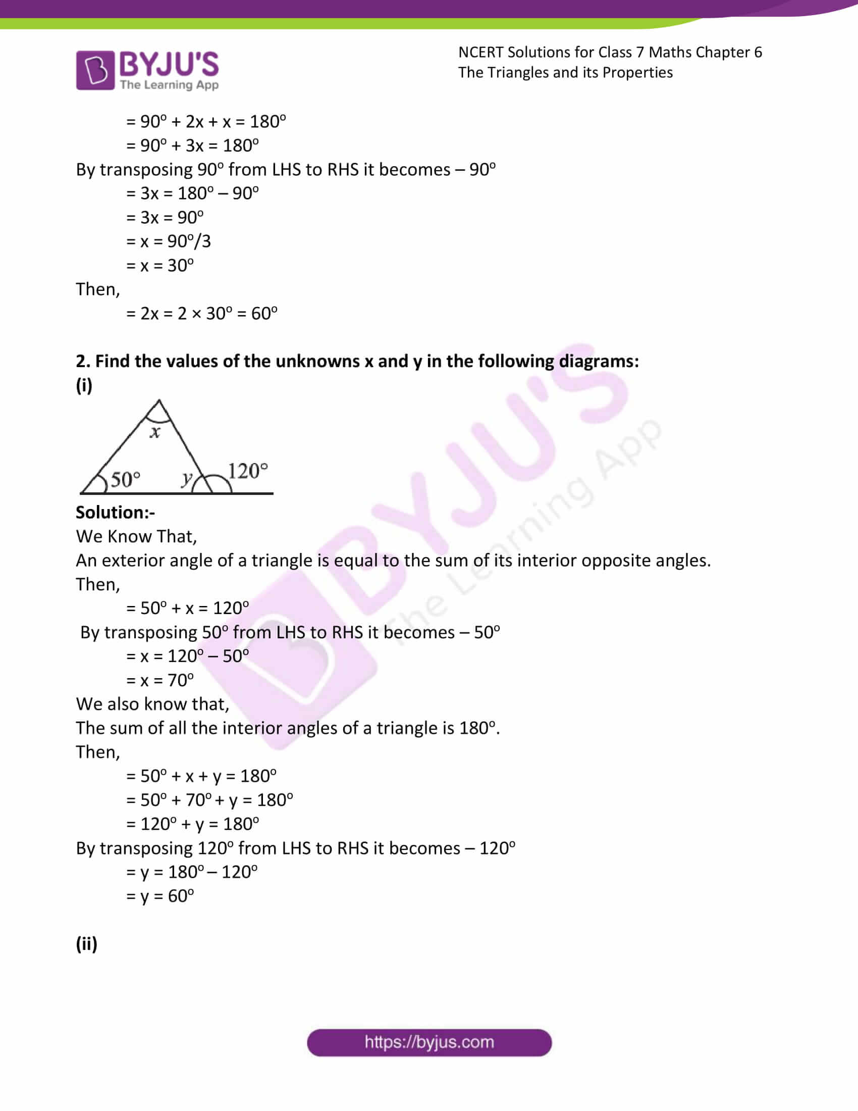 NCERT Solutions for Class 7 Maths Chapter 6 The Triangle and its ...
