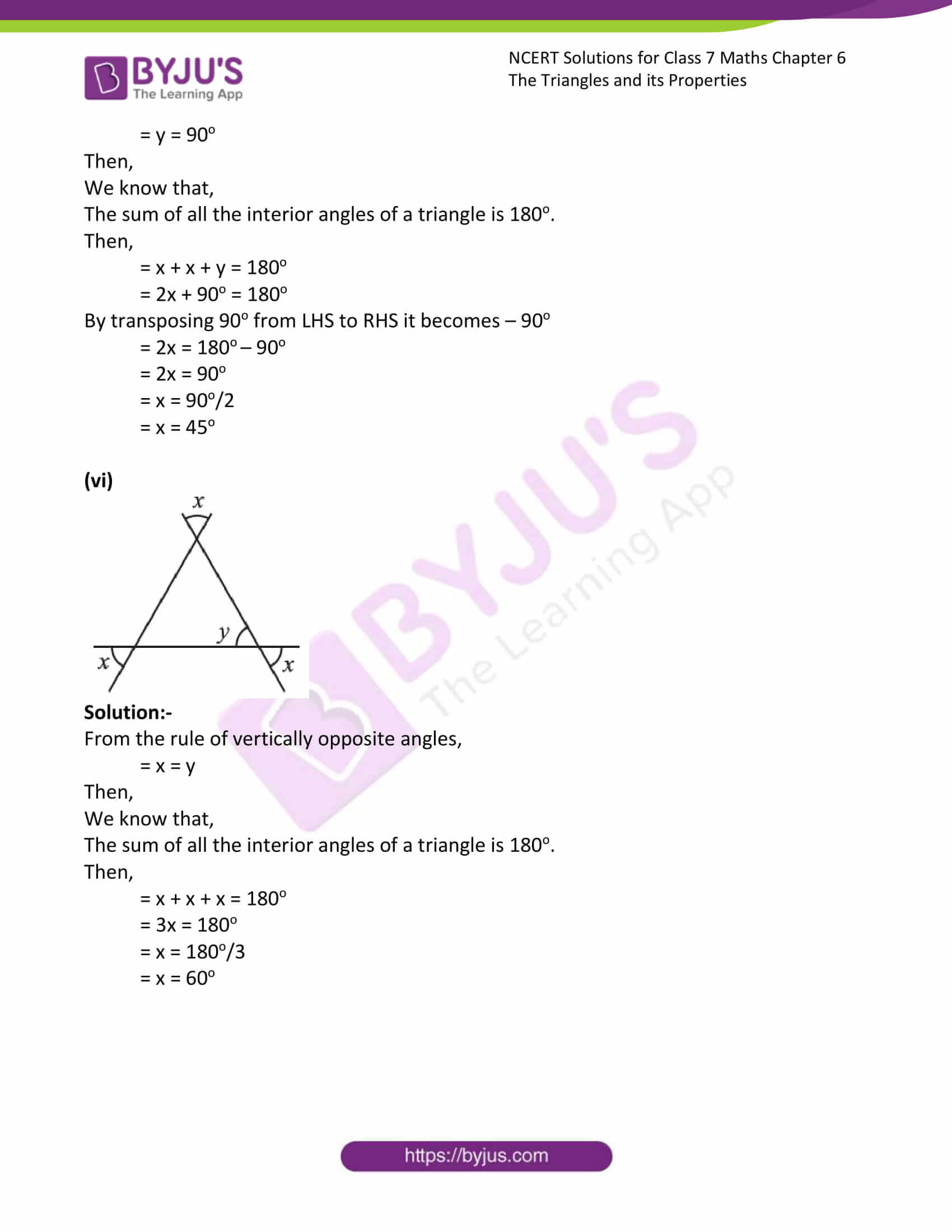 NCERT Solutions for Class 7 Maths Chapter 6 The Triangle and its Properties Download Free PDF